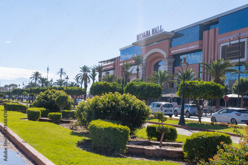 green square in front largest shopping centers in Marrakech Menara Mall ...