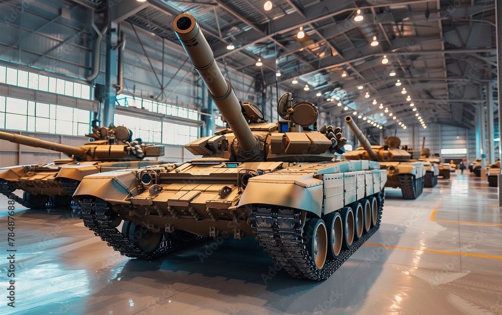 Military Hangar Packed With Combat Tanks, Armored Vehicles Prepared for ...
