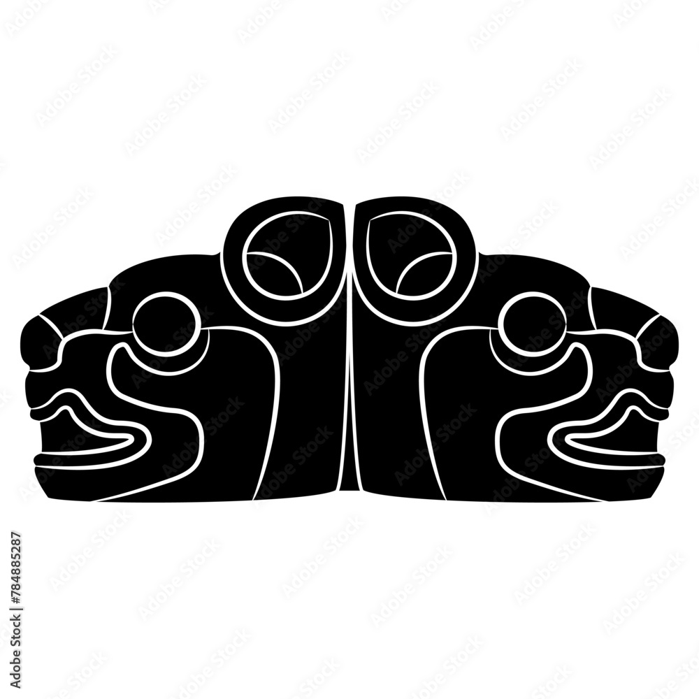 Symmetrical animal design with two stylized puma heads. Ethnic motif of ...