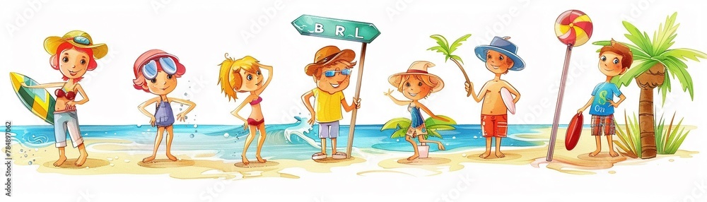 Beach sign clipart directing visitors to fun activities HD characters ...