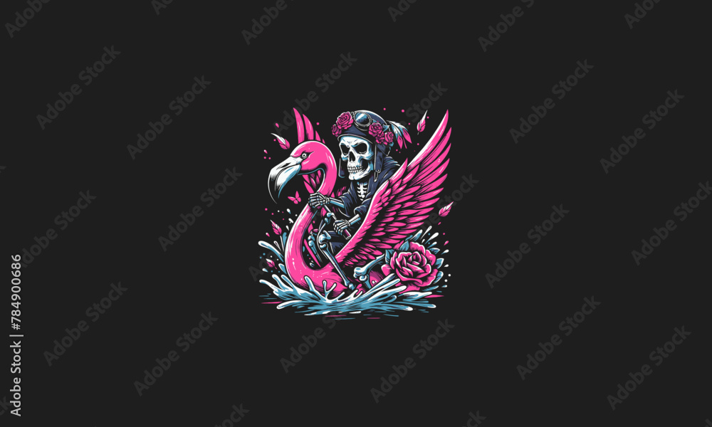 skull riding flamingo vector mascot design Stock Vector | Adobe Stock