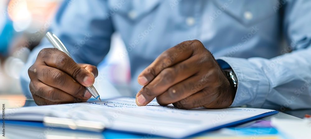 Zoomed-in shot of a patient writing in a recovery journal, reflecting ...