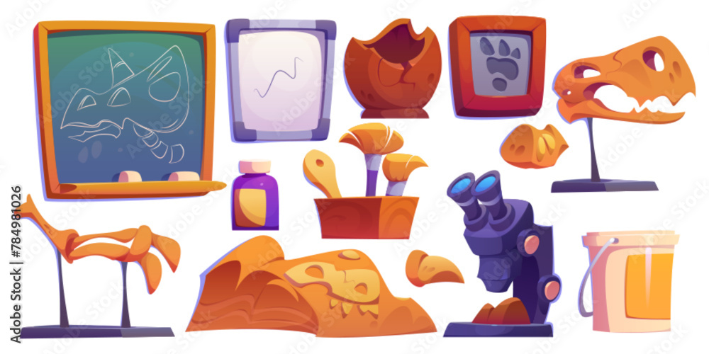 Fossil lab and paleontology cabinet interior elements and research ...