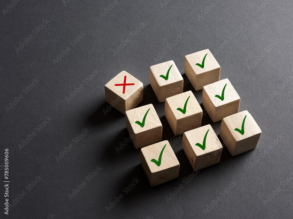 Choosing the wrong option, voting no or disapproval concept. Cross ...