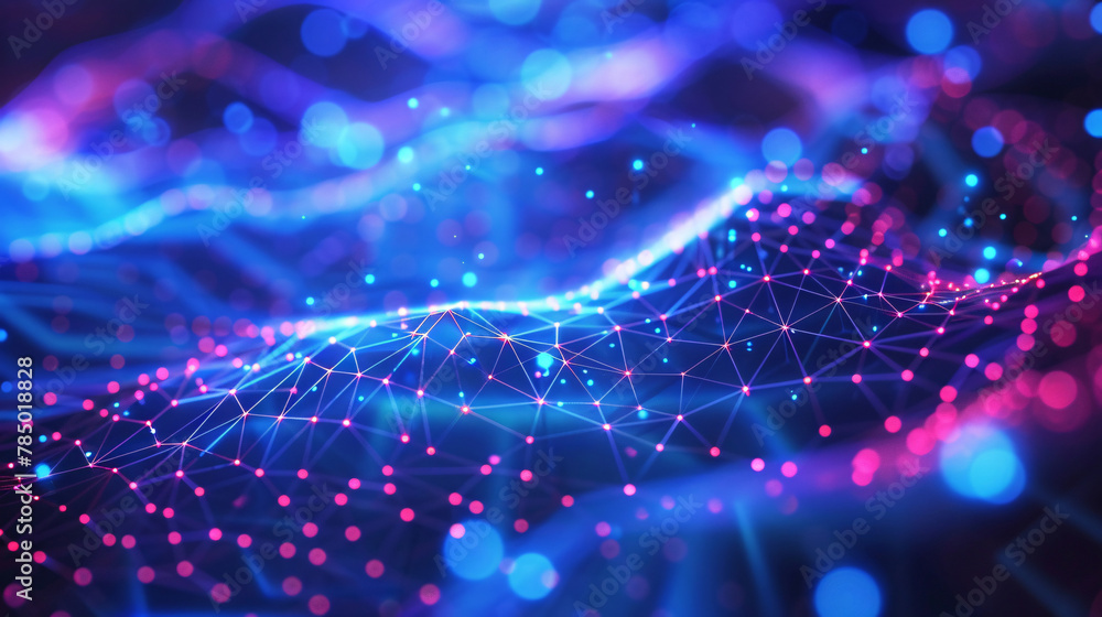 Blue abstract particle technology background, abstract KV main visual ...