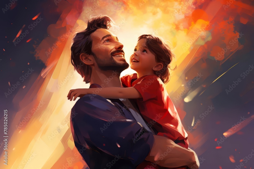 Father in his thirties watching proudly as his child achieves a ...