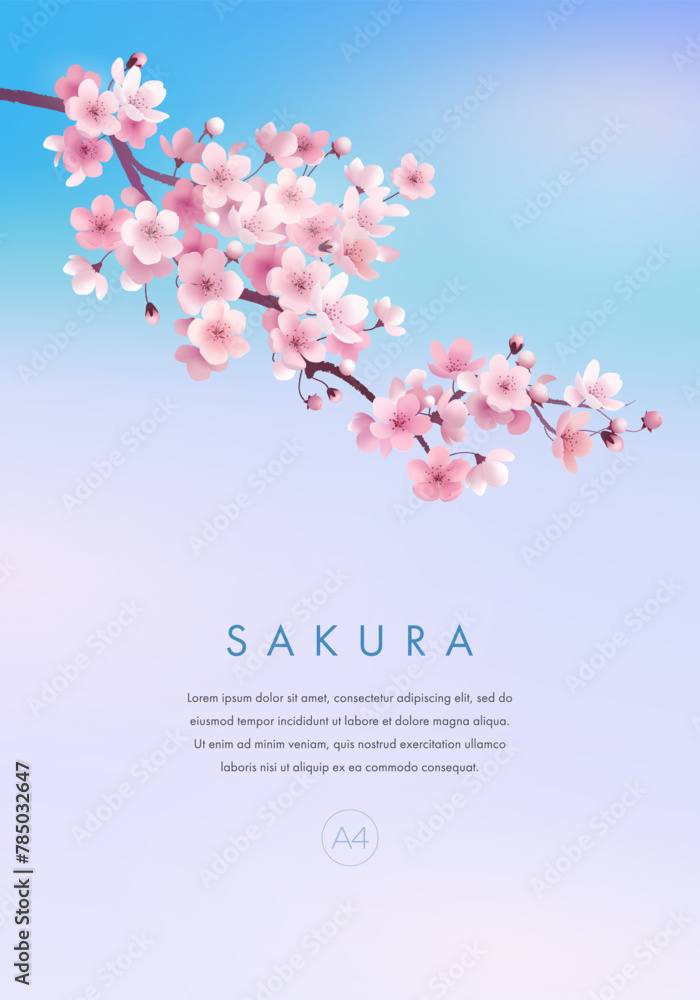 Sakura poster, card, cover, flyer or web banner design template. Vector ...