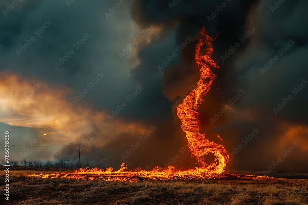 Generative ai on theme of scary huge hurricane fire tornado ...