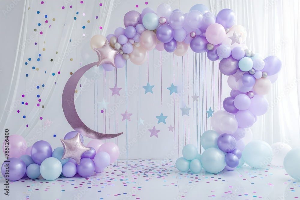 Elegant balloon arrangement with moon motif Stock Photo | Adobe Stock