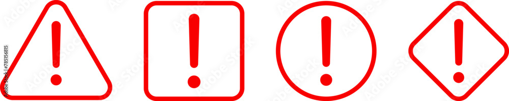 Warning Dangerous attention icon set, danger symbol, Warning icon. Yellow, Red caution warn in ...