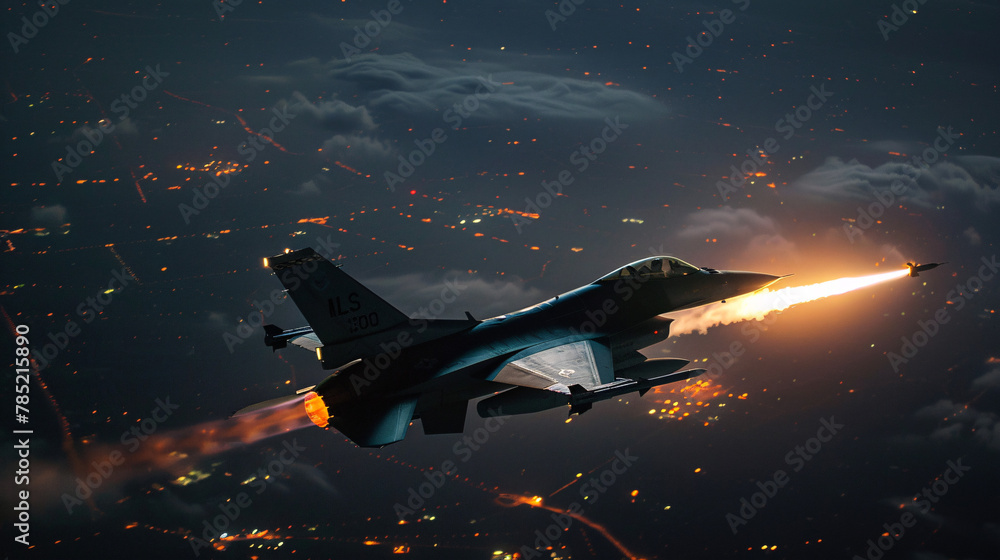 Formation of Fighter Jets in Aerial Maneuver F-16 Fighter Jet Releasing ...