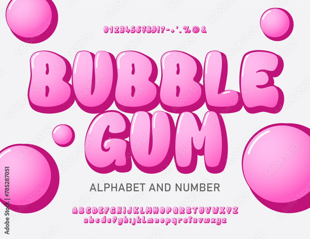 Bubble font with upper and lower case letters, numbers and symbols ...