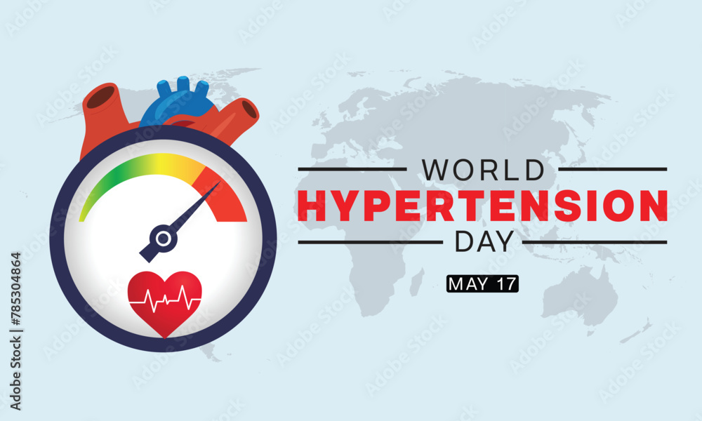 World Hypertension Day design with a heart and a blood pressure monitor ...
