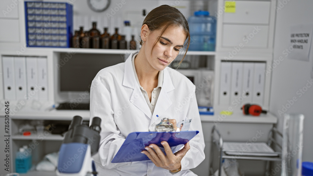 Astonishing portrait of a young, beautiful hispanic woman scientist ...