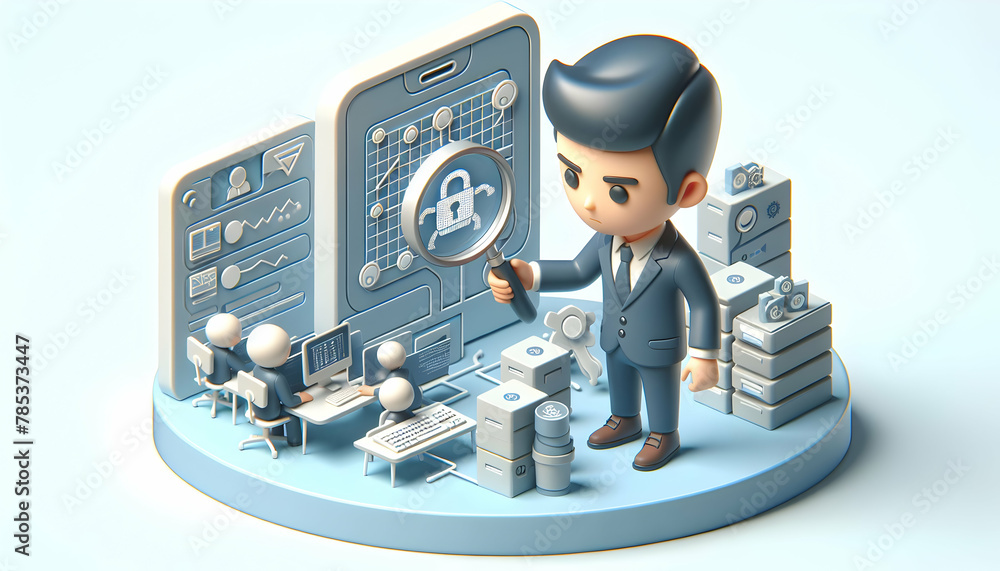 Cybersecurity Analysis: 3D Icons Depicting the Daily Routine of a ...