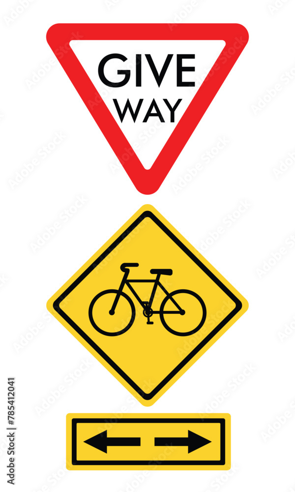 bicycle sign yellow sign with share the road give way area frequently ...