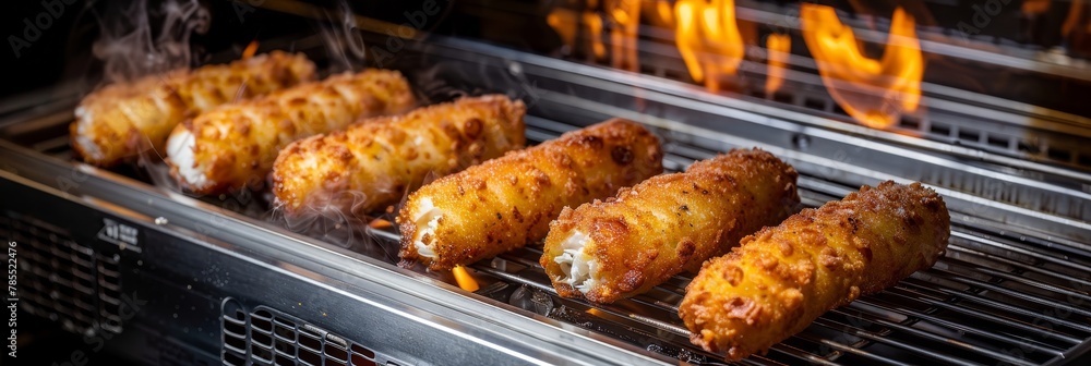Perfectly crispy deep fried breaded fish fillets sizzling to perfection ...