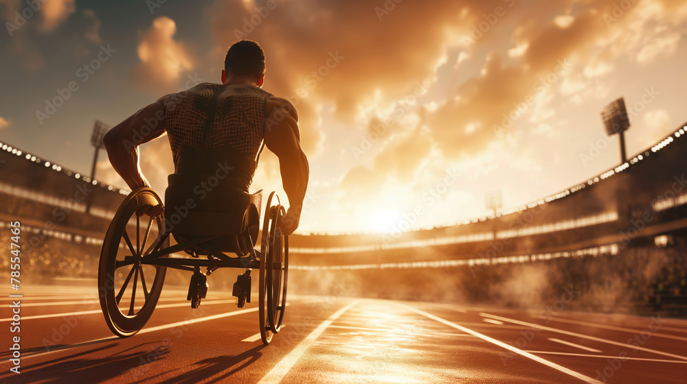 Disabled athlete on the stadium. Portrait of disabled professional ...
