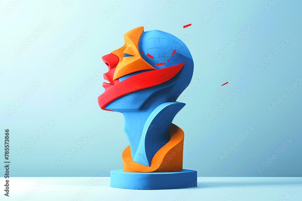Design an abstract clay sculpture that conveys a sense of mystery and ...