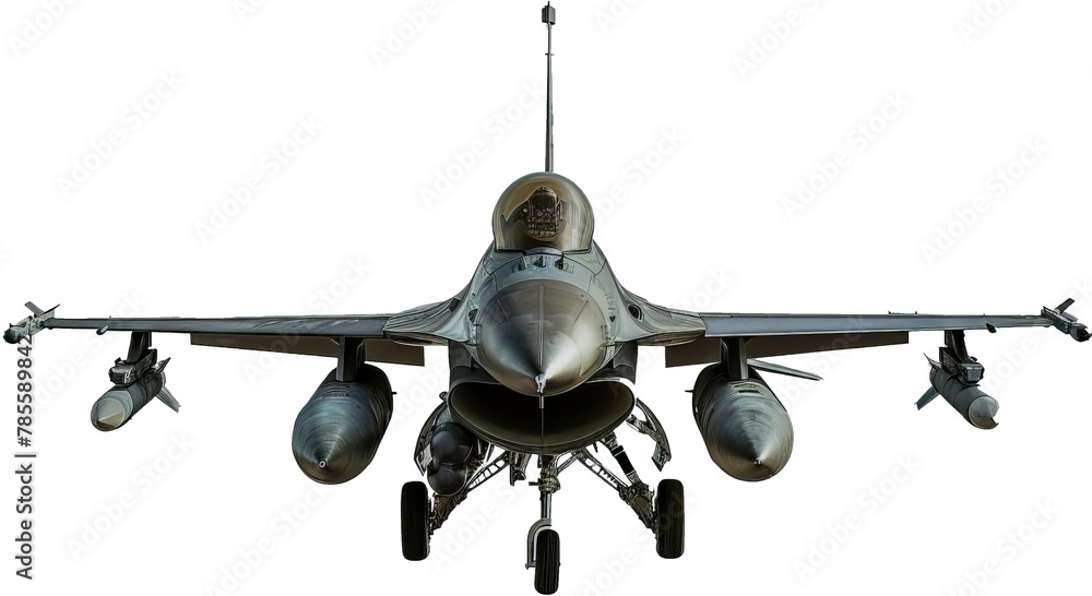 Military F-16 fighter jet with missiles isolated cut out png on ...