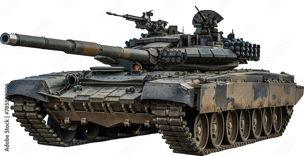 Modern battle tank with turret and armament isolated cut out png on ...