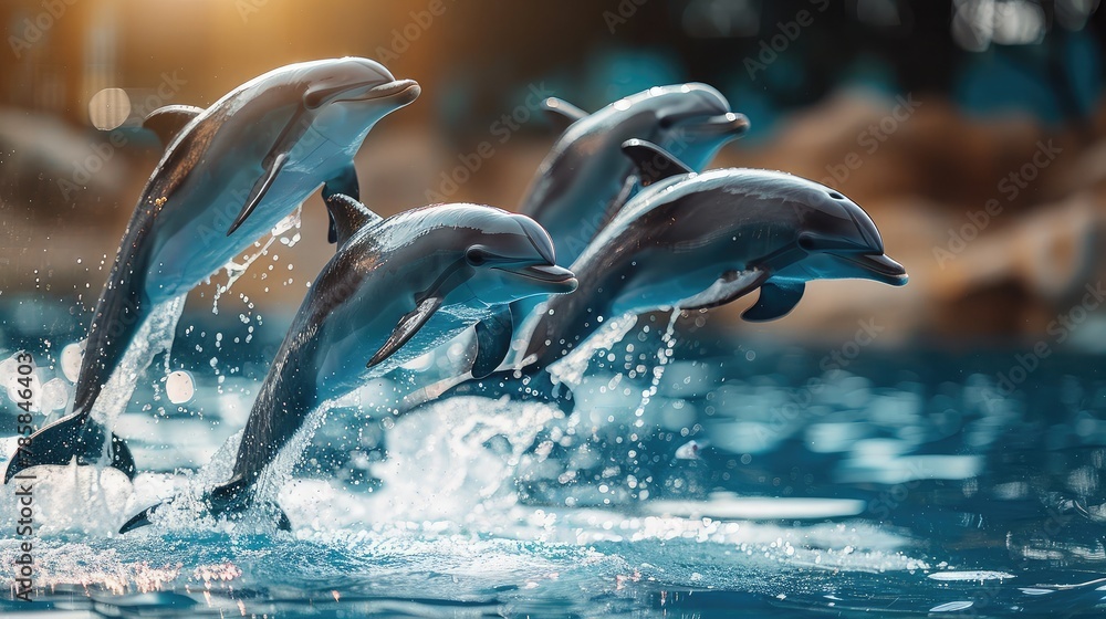 banner background National Dolphin Day theme, and wide copy space, A ...