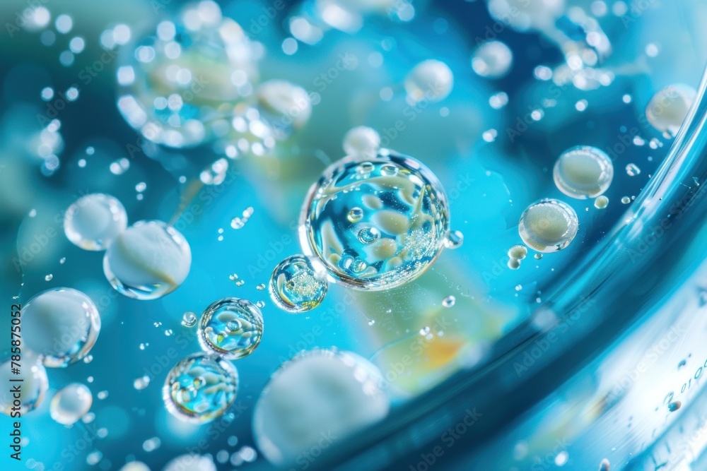 Macro image of water droplets and bacterial colonies on the surface of ...