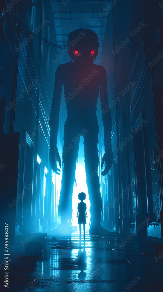 Phobia depicted through shadowy figures, abstract forms, high contrast ...