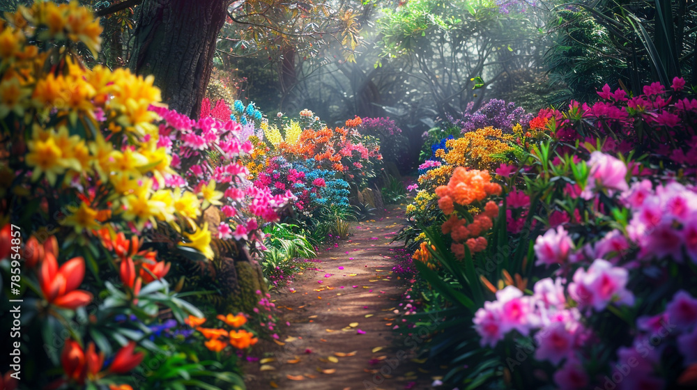 strolling through a garden filled with vibrant blooms of every color ...