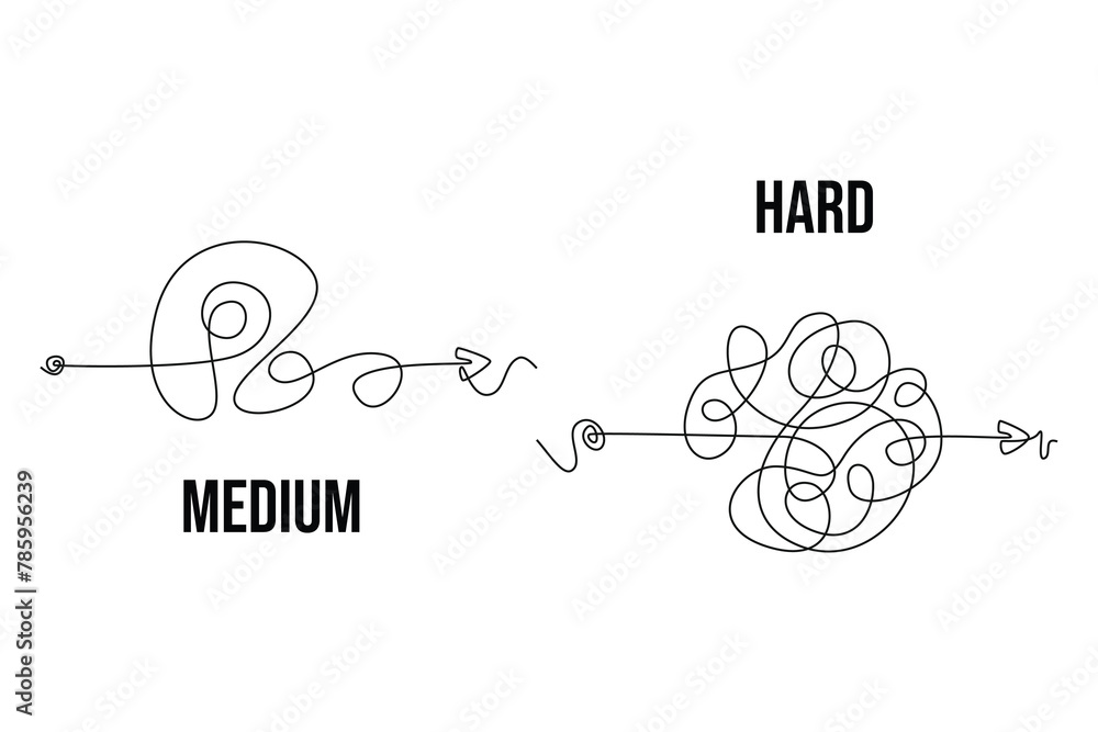 One continuous line drawing of Comparing business process concept ...