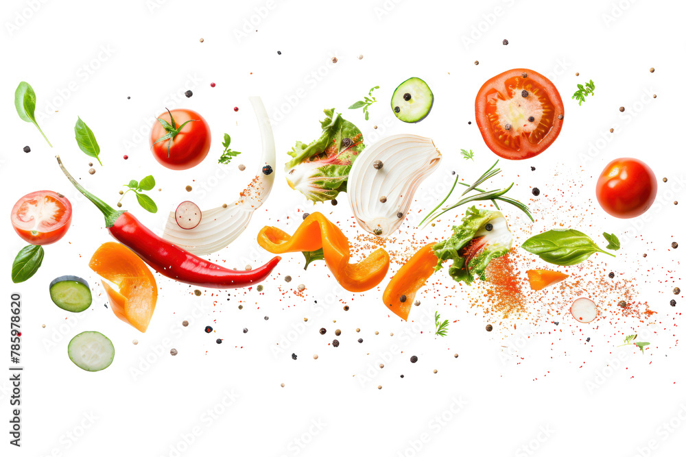 Flying vegetables .isolated on white background Stock Photo | Adobe Stock