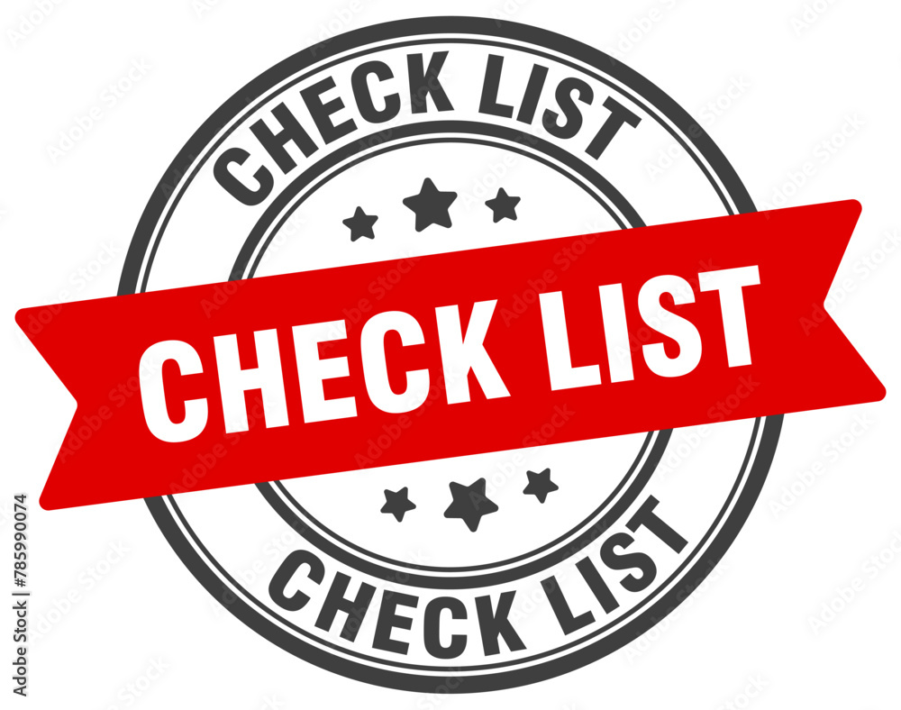 check list stamp. check list label on transparent background. round ...
