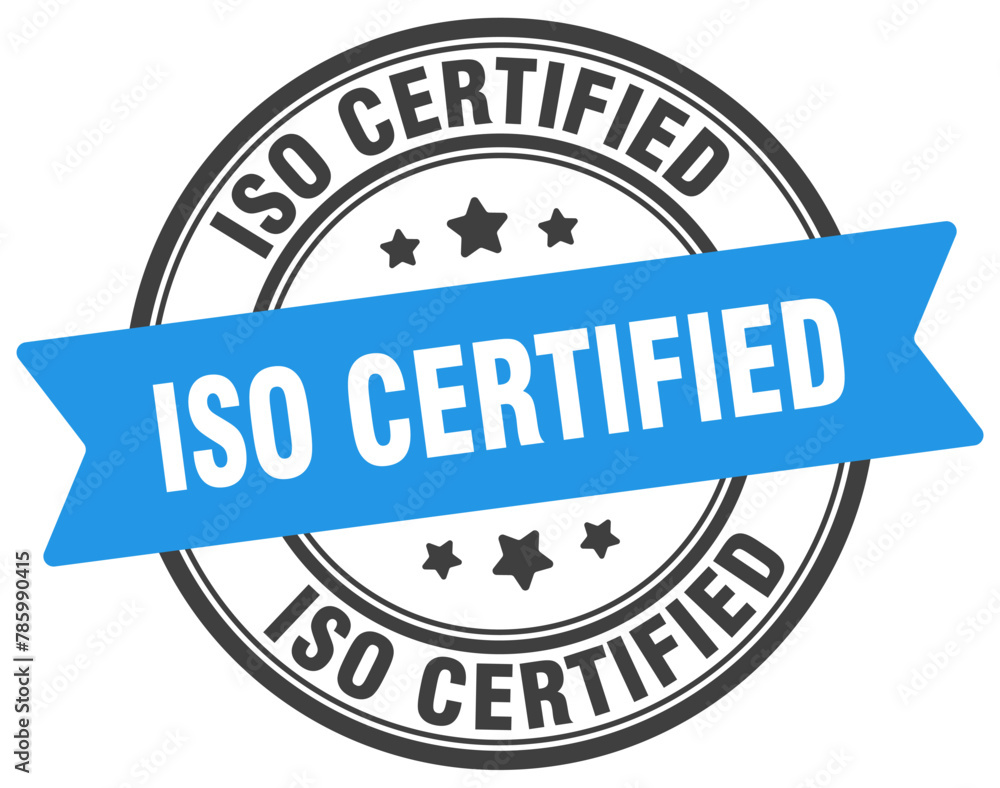 iso certified stamp. iso certified label on transparent background ...