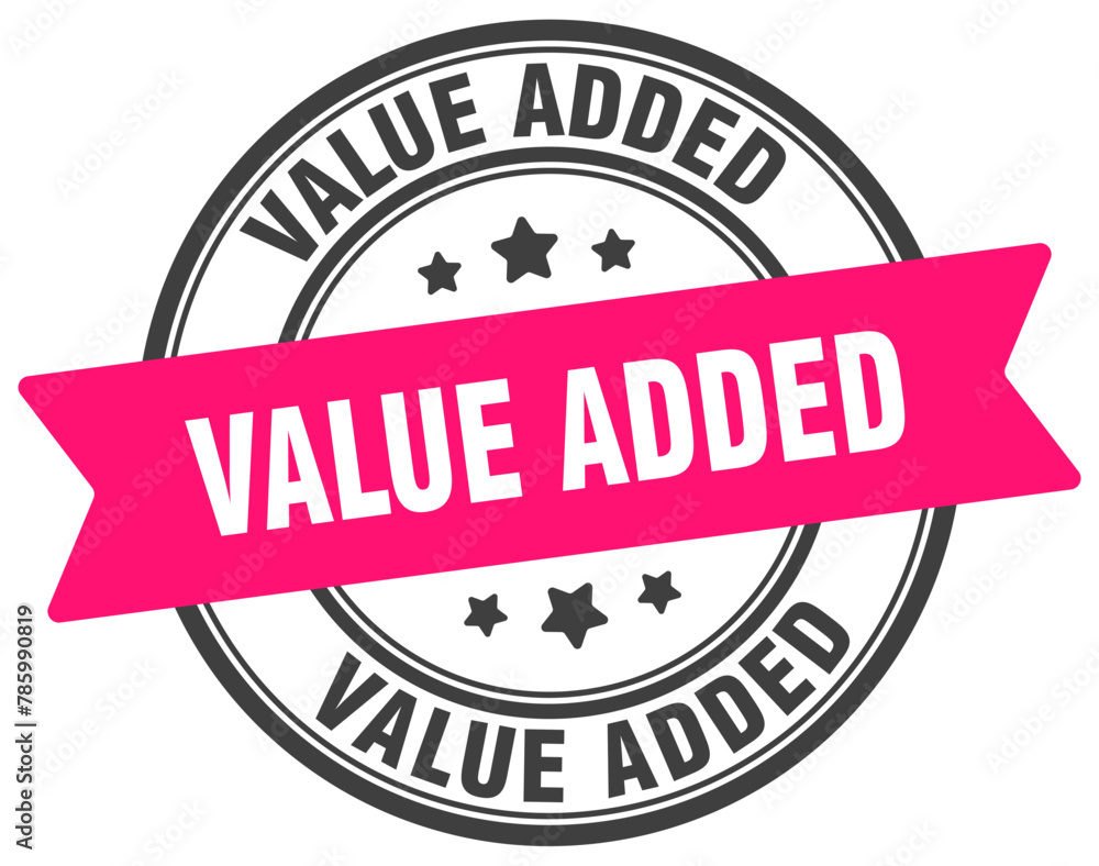 value added stamp. value added label on transparent background. round ...
