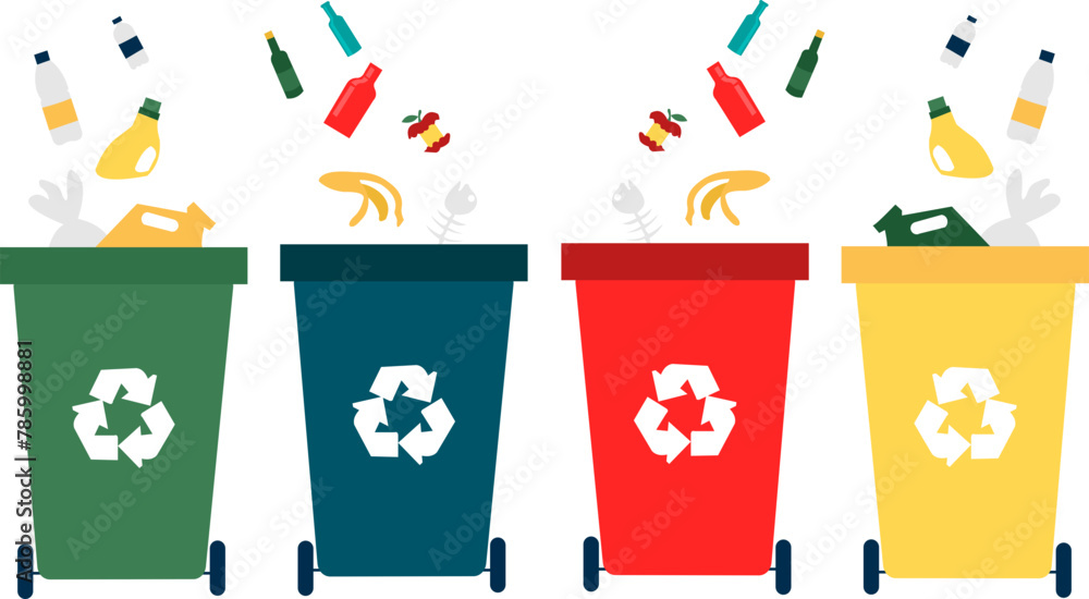 Gerbage Segregation and Recycling Stock Vector | Adobe Stock