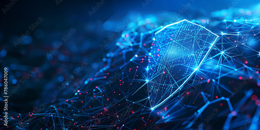 Network defense abstract illustration with a vibrant shield. Stock ...
