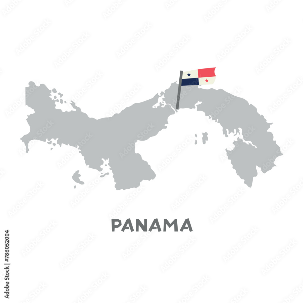 Panama vector map illustration, country map silhouette with the flag ...