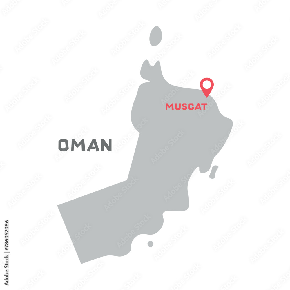 Oman vector map illustration, country map silhouette with mark the ...