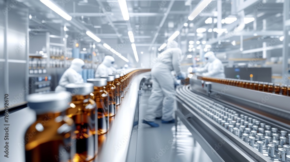 Photorealistic image of a state-of-the-art vaccine production line ...