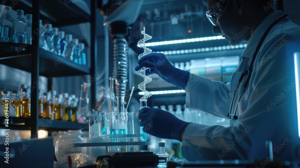 Science experiments, A doctor is doing some experiments in the lab in a ...