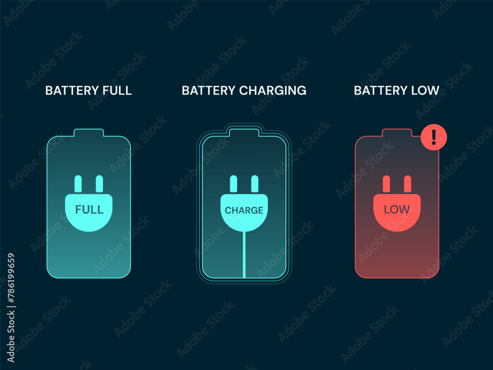 Vector de Stock Electric vehicle Battery Charging Status interface with ...