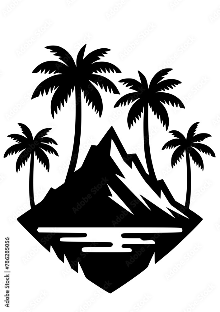 Tropical Island Beach, Palm Tree SVG, Hawaii SVG, Palm Tree Silhouette ...