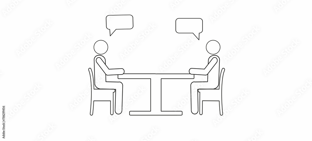 Ilustración de Stock contour line drawing, two people, silhouette ...