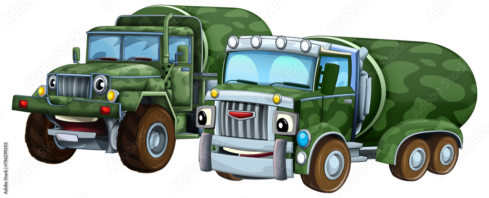 cartoon scene with two military army cars vehicles theme isolated ...