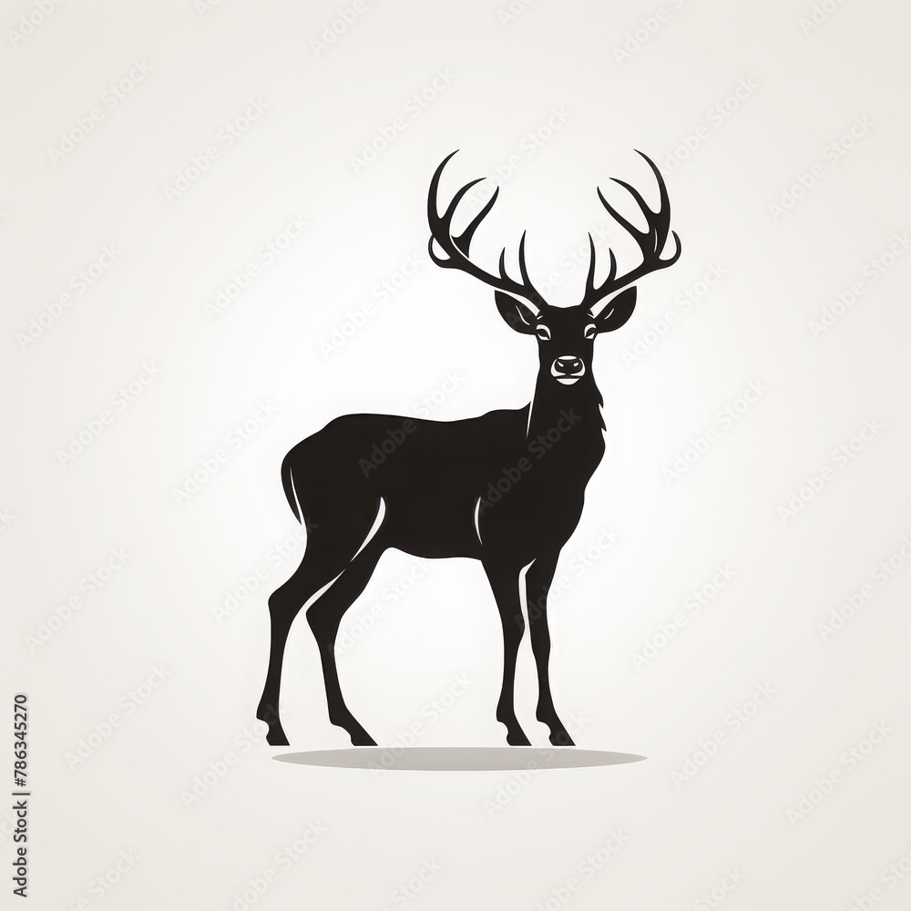 cartoon deer animal on a plain white background vector logo, simple 2D ...