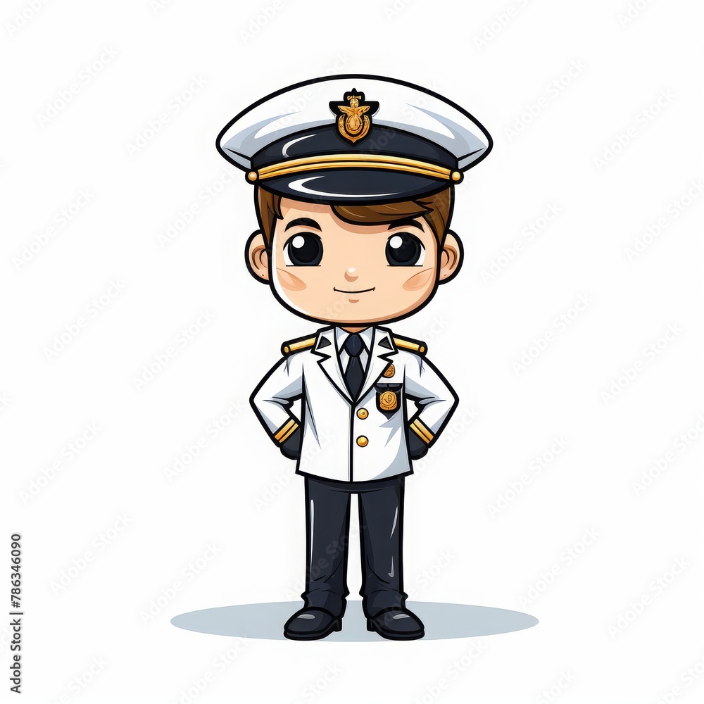 sailor ship captain logo with hat and full body vector cartoon ...