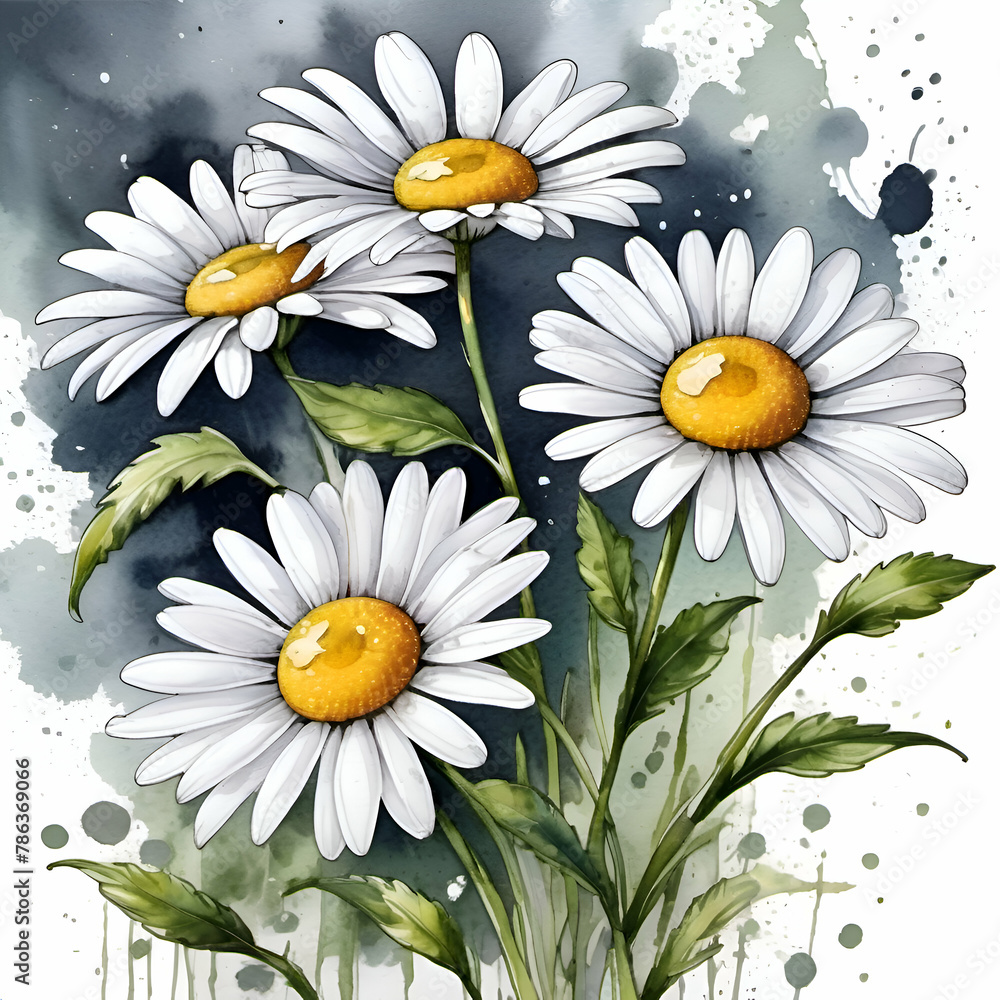 daisies on white background. Editable art template, Poster flyer ...