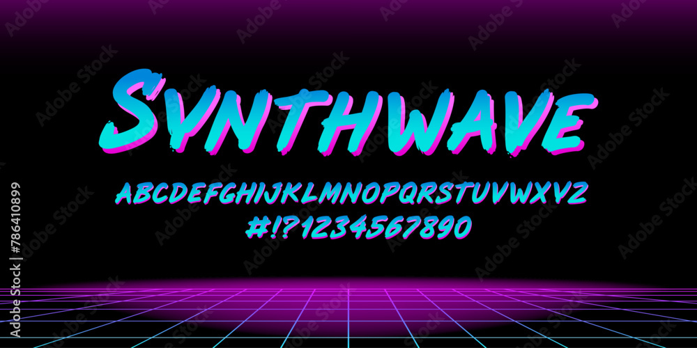 Image vectorielle Stock Perfect Retro wave 80s style type font and ...