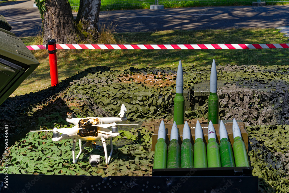 Ammunition of Oerlikon Revolver Gun MK3 anti drone weapon at military ...