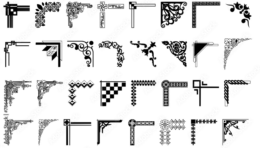 Corner border design set PNG transparent Stock Illustration | Adobe Stock